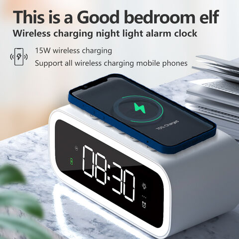 Buy Wholesale China Alarm Clock And Night Light Wireless Charger For ...