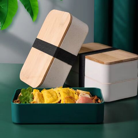Natural Reusable Bamboo Fiber Bento Lunch Box Wholesale With Strap And ...