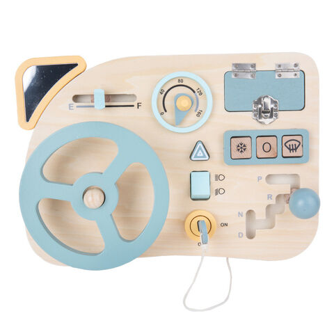 Busy Board For Toddlers, Montessori Steering Wheel Driving Toy, Wooden ...