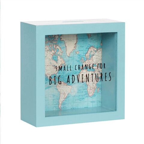 Customized Plain Printed Wood Glass Money Box Shadow Box Piggy Bank ...