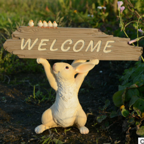 Buy Wholesale China Easter Decorations Resin Rabbit With"welcome ...