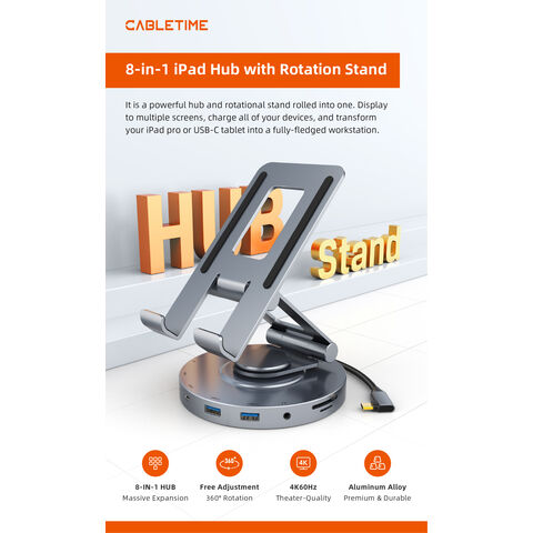 Buy Wholesale China Cabletime 8 In 1 Multi Usb C Hub With 360 Rotating ...