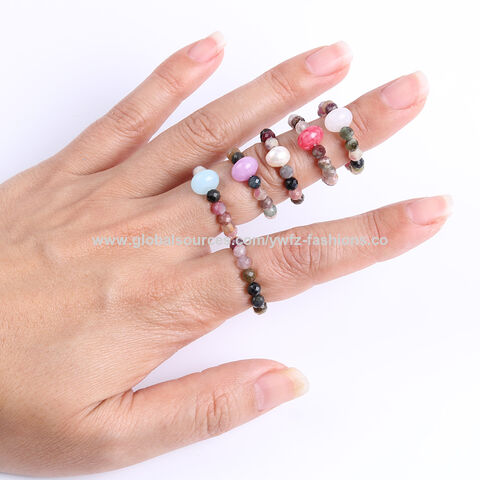 Buy Wholesale China Natural Stone Tourmaline Beads Rings For Girls ...