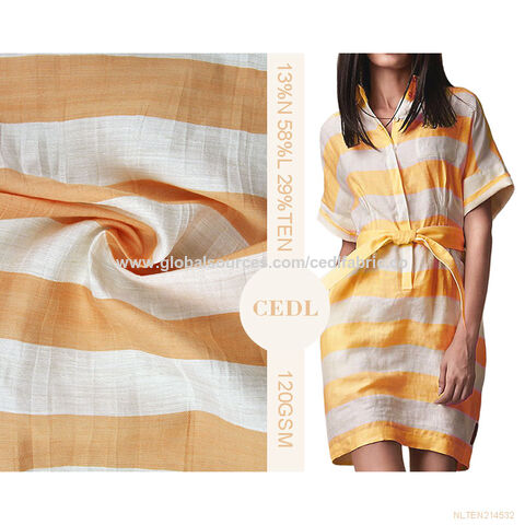 Buy Wholesale China Hot Selling Linen Lyocell Nylon Blend Fabric Stripe ...
