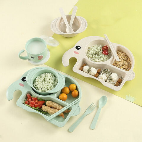 Kids Dinnerware Set Wheat Straw Baby Feeding Set For Kids And Toddlers ...