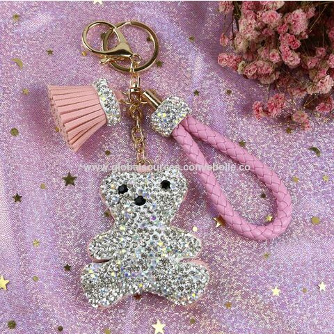 Buy Wholesale China Cute Bear Ab Crystal Keychains With Braided Pu Cord ...
