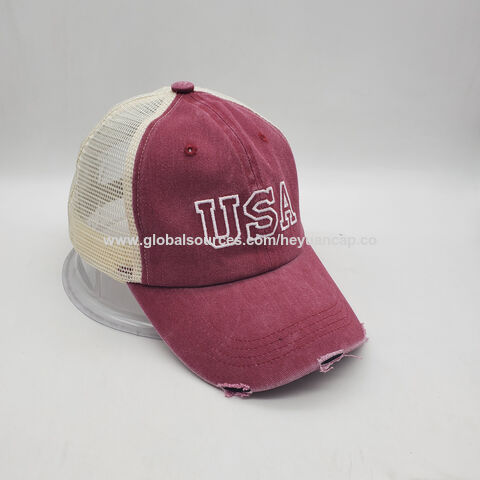 Buy Wholesale China Men's Basic Caps Usa Logo Washed Hat & Men's Basic ...