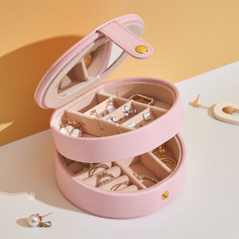 Buy Wholesale China Low Price Round Shape Jewelry Box Pink Leather ...