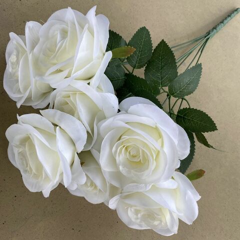 Buy Wholesale China 7 Heads White Rose Artificial Flower Bouquet ...