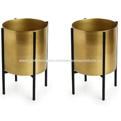 Golden Color Galvanized Iron Planter With Stand Creative Durable Metal ...