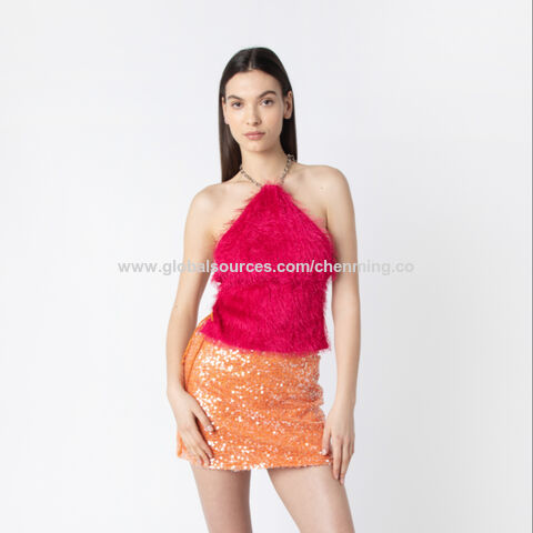 Buy Wholesale China Whosale Women Chain Halter Backless Fringe Crop Top ...