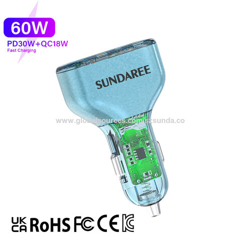 Buy Wholesale China Aluminum/transparent Usb&type-c Car Charger, High ...