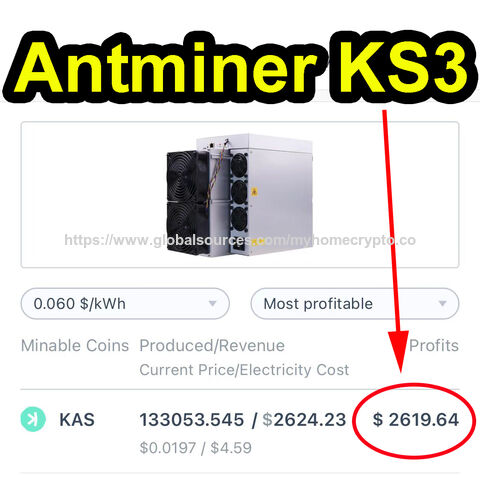 Buy Wholesale China Top Revenue Antminer Ks3 Kas Miner 8.3t 3188w 0.38j ...