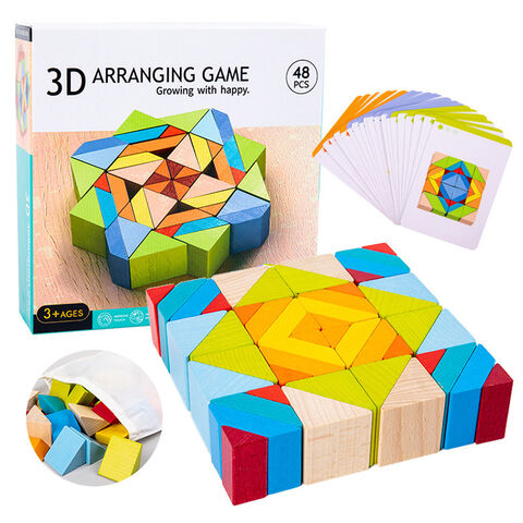 Buy Wholesale China Kids Stacking 3d Puzzles 48 Pcs Wooden Geometric ...