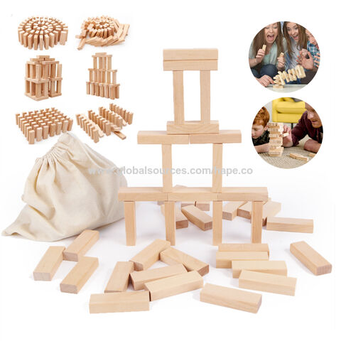 54 Outdoors Yard Game Pieces Pinewood Wooden Block Stacking Tower Game ...