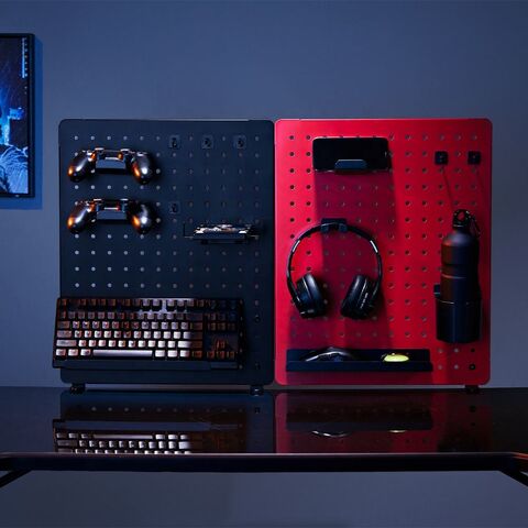 Pb-002 Dual Metal Steel Gaming Pegboard Organizer Shelf Peg Board Desk ...