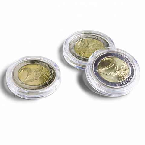 2 Euro Coin Holder Capsules Clear Round Plastic Coin Container Case For ...