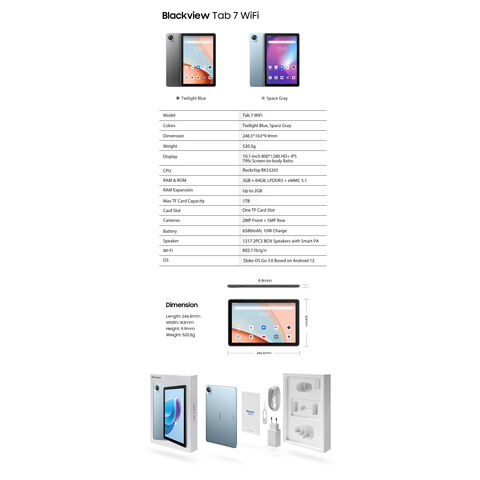 Buy Wholesale China Blackview Wifi Tablet Tab 7 Wifi 10 Inch 5gb Ram ...
