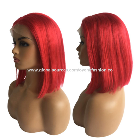 Bulk Buy China Wholesale Pre Plucked Lace Front Red Bob 16inch Human ...