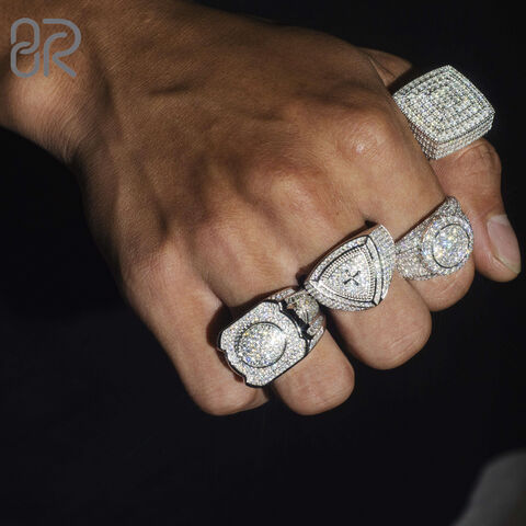 Iced Out Ring Moissanite Oval Shape 925 Sterling Silver Vvs Fine ...