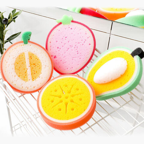 Wholesale Cartoon Soft Fun Fruit Scrub Cleaning Sponge For Kitchen ...