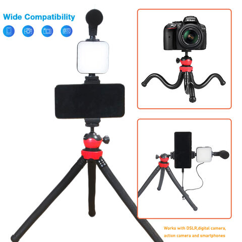 Handheld Phone Camera Tripod Video And Photo Kit With Led, Phone Cradle ...