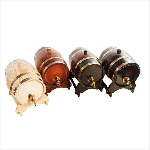 Decorative Mini Solid Wood Pine Oak Wine Barrel With Rack, Wooden Wine ...