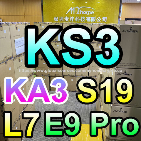 Bitmain Ks3 8.3t 8300g K7 63.5t S19xp 141t S19 S19j Pro+ 120t Antminer L7 L9 E9 Pro Ka3 Kadena ...