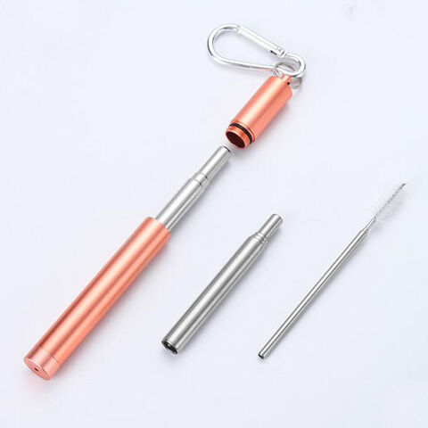 Reusable Foldable Collapsible Metal Drinking Stainless Steel Straw Sets ...