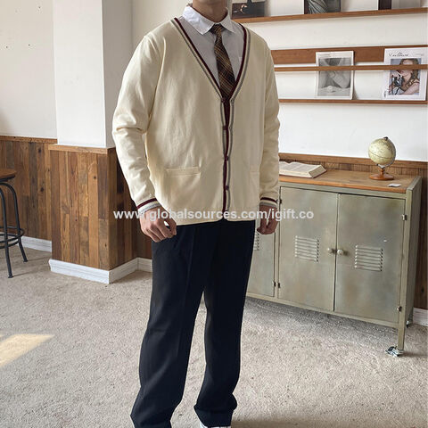 Low Moq Custom Student Unisex School V Neck Sweater Jacket Cardigan ...