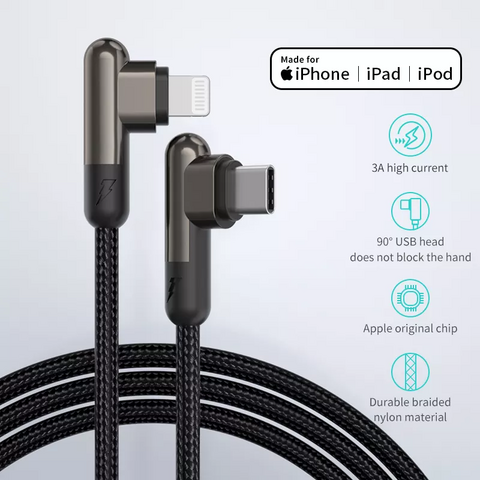 Buy Wholesale China Mfi Certificate Right Angle Usb C To Lightning ...