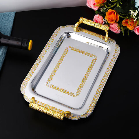 Buy Wholesale China Stainless Steel Serving Tray Set Arabic Gold Metal ...