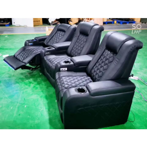 Black Leather Electric Recliner Chairs Couch Luxury Sofa Vip Cinema ...