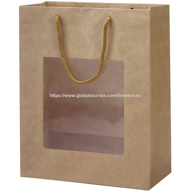 Buy Wholesale China Kraft Brown Shopping Bag Clear Window Paper Bag ...