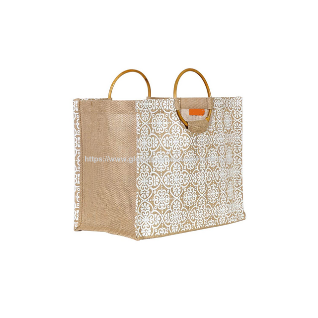Buy Wholesale India Reusable Cane Handle Jute Bags Eco Friendly Natural ...