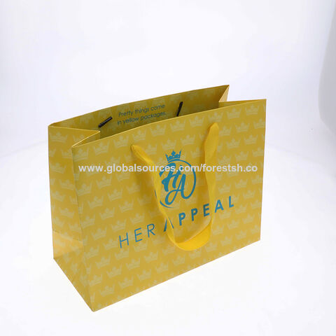Yellow Color Paper Bag, Black Paper Bag, Logo Gold Foil $0.28 ...