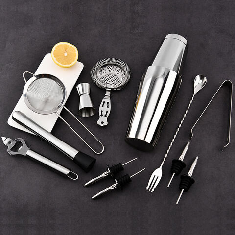 Stainless Steel Bartending Kit Cocktail Shaker Boston Shaker Glass Bear ...