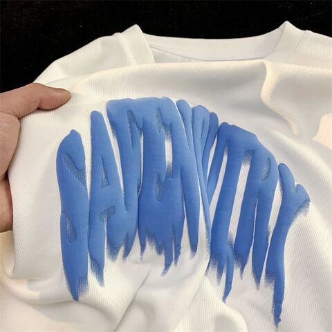 Wholesale Classic 100% Cotton Round Neck 3d Puff Print T Shirt White ...