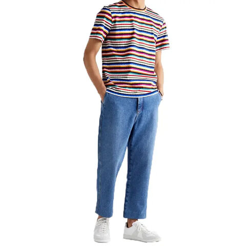 Buy Wholesale China Factory Sale Multicolor Striped T Shirt Men's Short ...