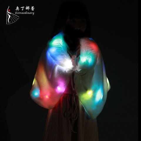 Led Light Imitation Fur Cape Halloween Christmas Coat Bar Party Led ...