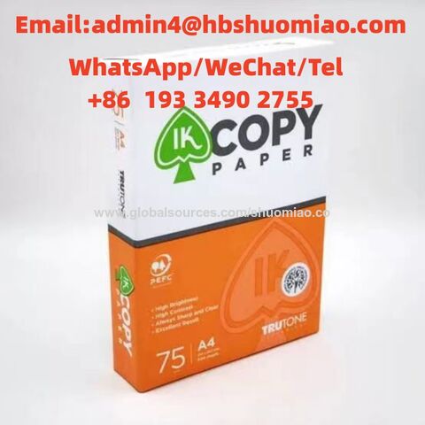 Buy Wholesale China 70gsm 75gsm 80gsm 100% Pulp A4 Copy Paper 500 ...