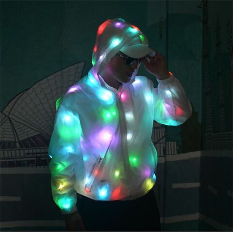 Custom Luminous Performance Led Light Dance Costume Glowing Hoodie ...