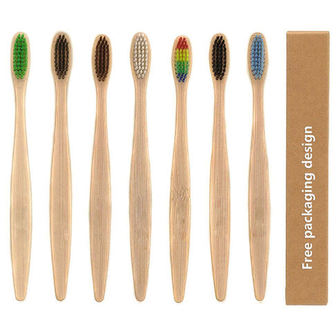 Wholesale Natural Bamboo Toothbrush Head Round Bamboo Handle Soft ...
