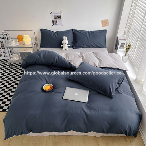 Wholesale Simple Pure Cotton Home Bedding Set Solid Color Bed Sheet ...