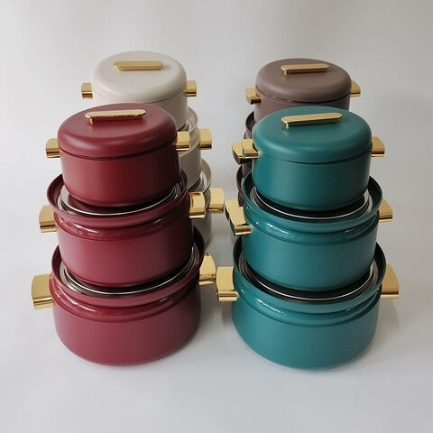 Luxury Kitchen Food Insulated Hot Pot Casserole 3 Pcs Set Cookware Sets ...