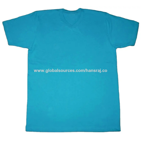 Round Neck Plain Blue Color T Shirt For Men With Customize Size Logo ...