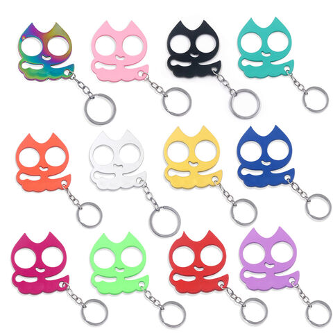 Multifunctional Cat Shape Keychain Self-defense Tool Cat Keyring Custom ...