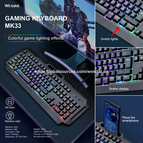 Buy Wholesale China Gaming Keyboard, 7-color Rainbow Led Backlit 104 ...