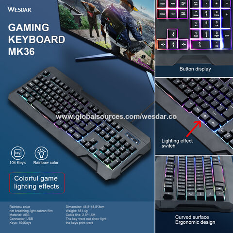 Buy Wholesale China Gaming Keyboard Colorful Light 104 Keys Ultra-slim ...