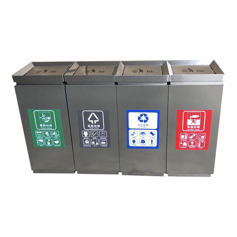 Buy Wholesale China Indoor Or Outdoor 4 Compartment Trash Bin Recycle ...
